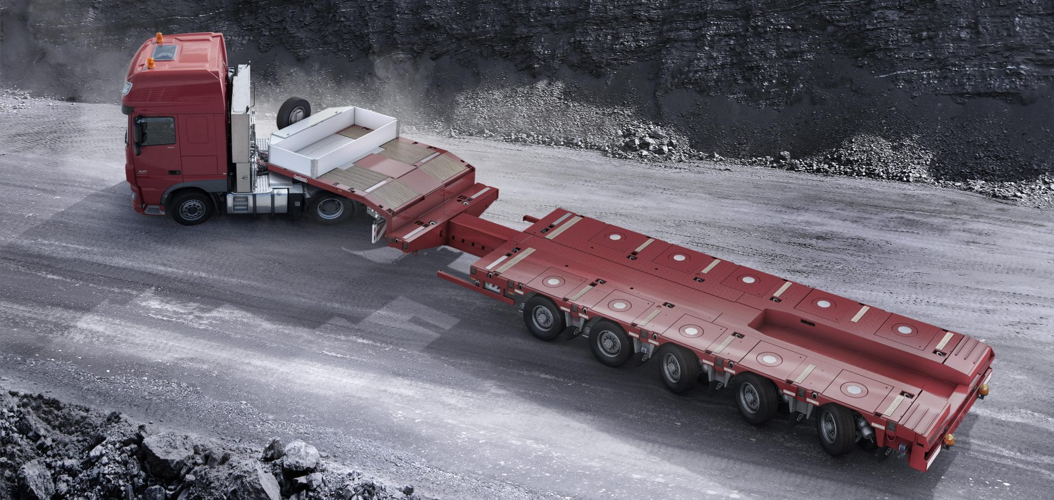 New Manoovr semi lowloader with excavator trough | Nooteboom Trailers